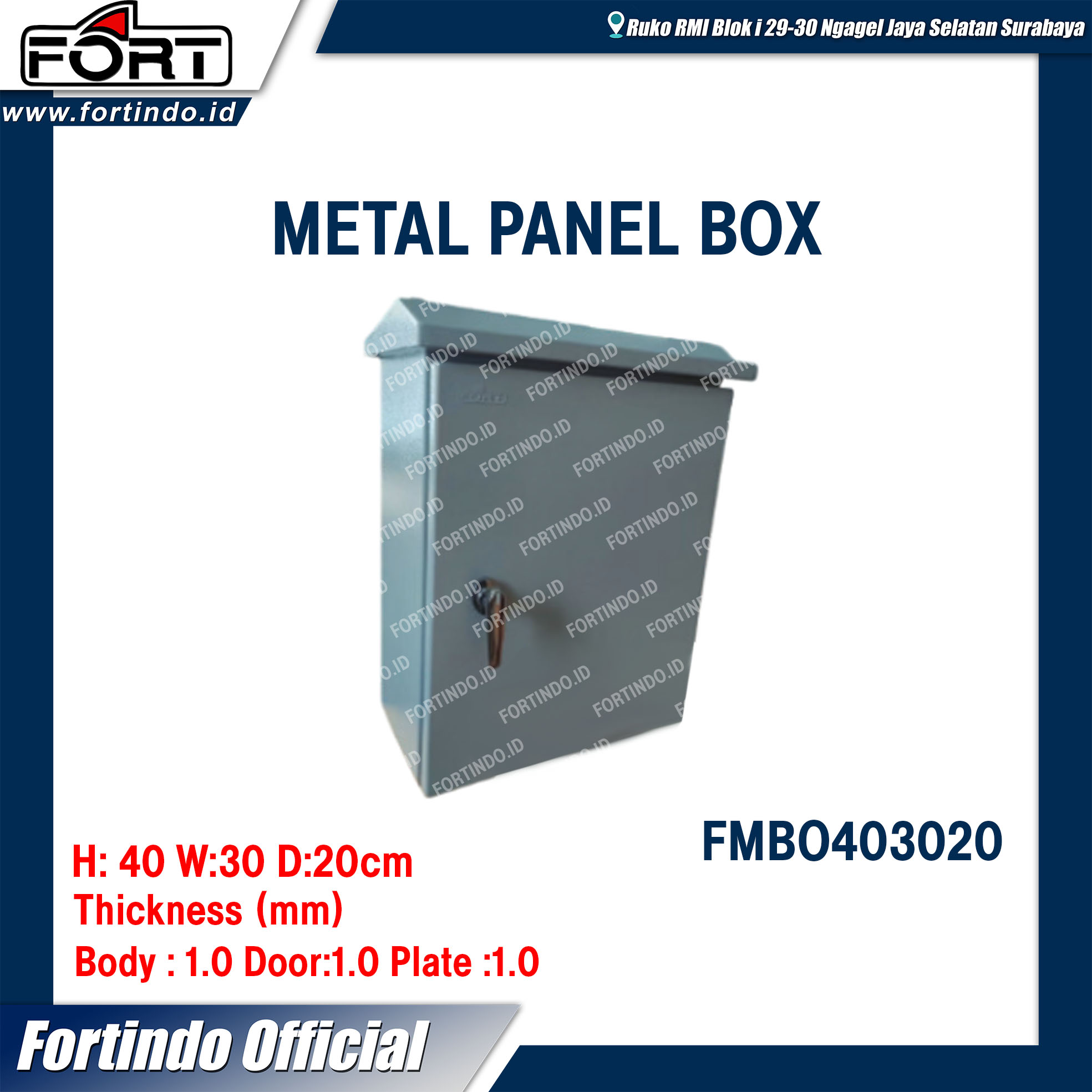 Metal Panel Box Indoor FMBO403020 IP55 Merk FORT – fortindo.id