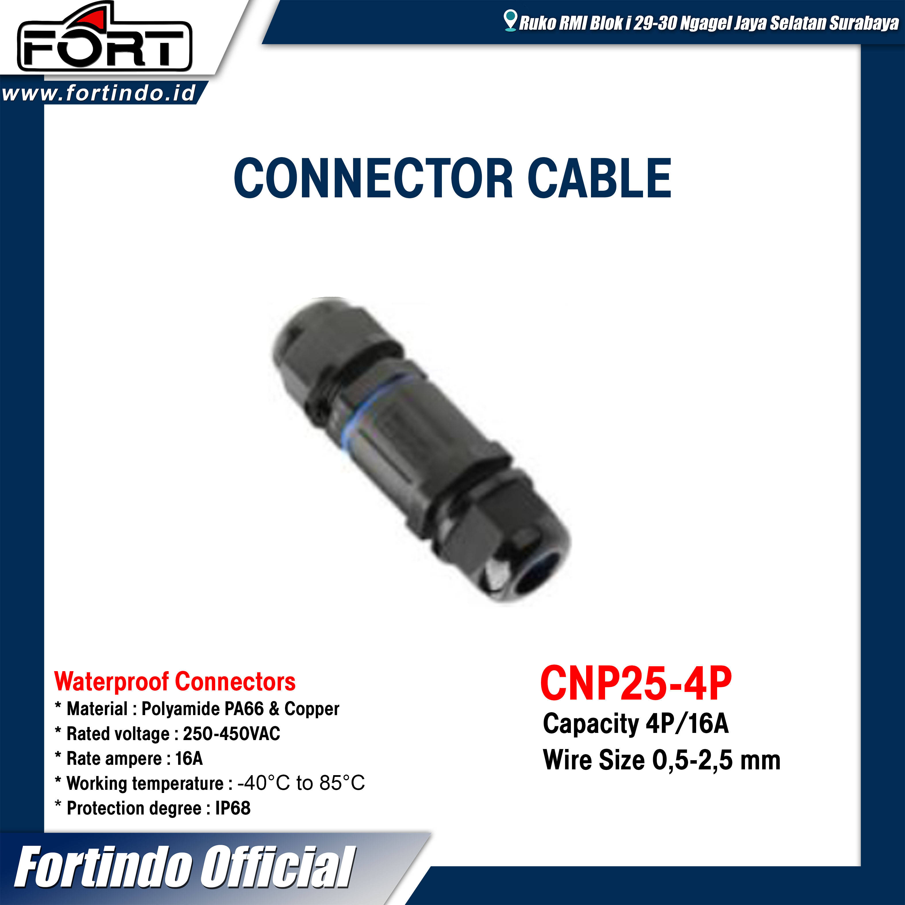 Waterproof Connectors CNP25-4P MERK FORT – fortindo.id