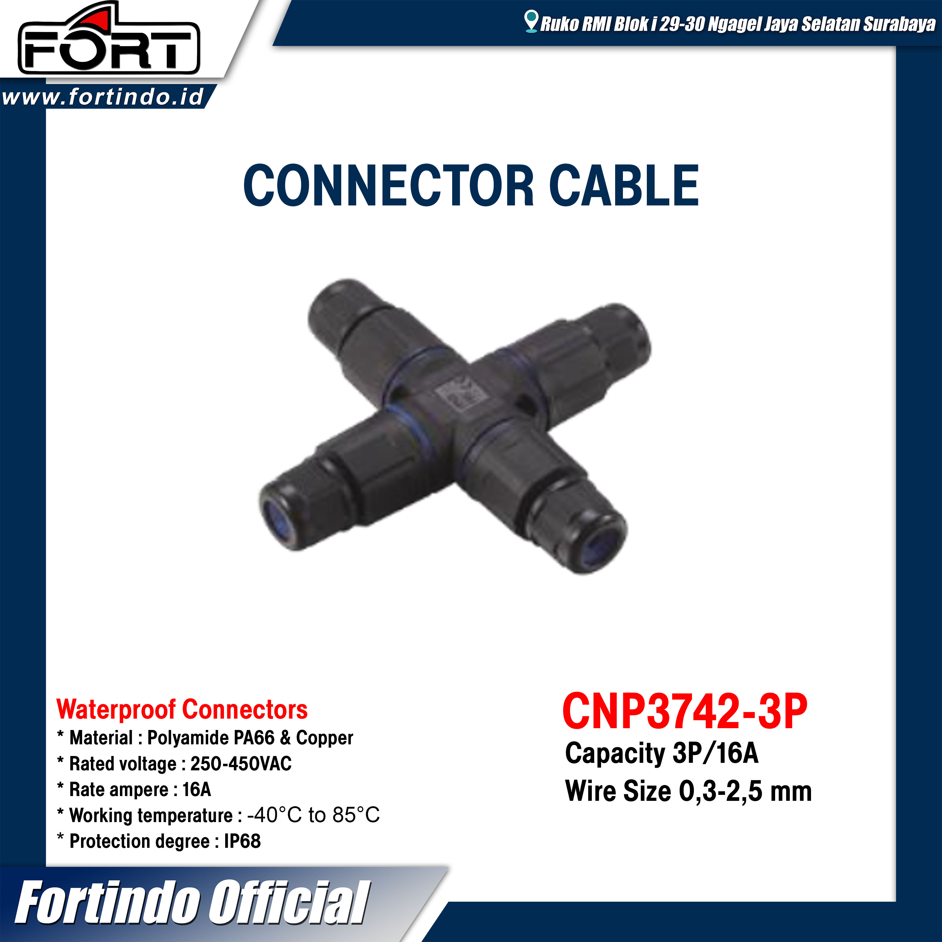 Waterproof Connectors CNP3742-3P MERK FORT – fortindo.id